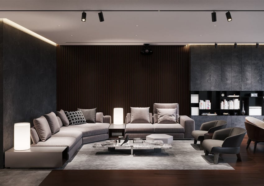 Những Mẫu Phòng Khách Gam Màu Tối Đẹp Thanh Lịch Sang Trọng